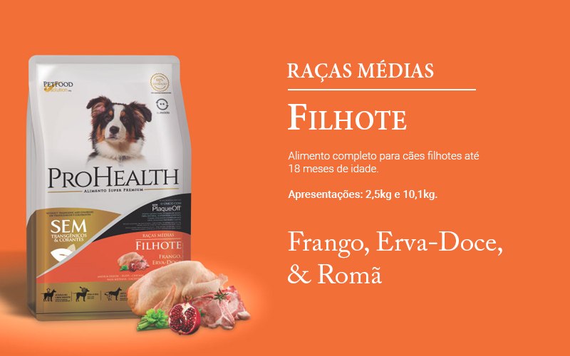 ProHealth Cães - Filhote Raças Médias | Pet Food Solution